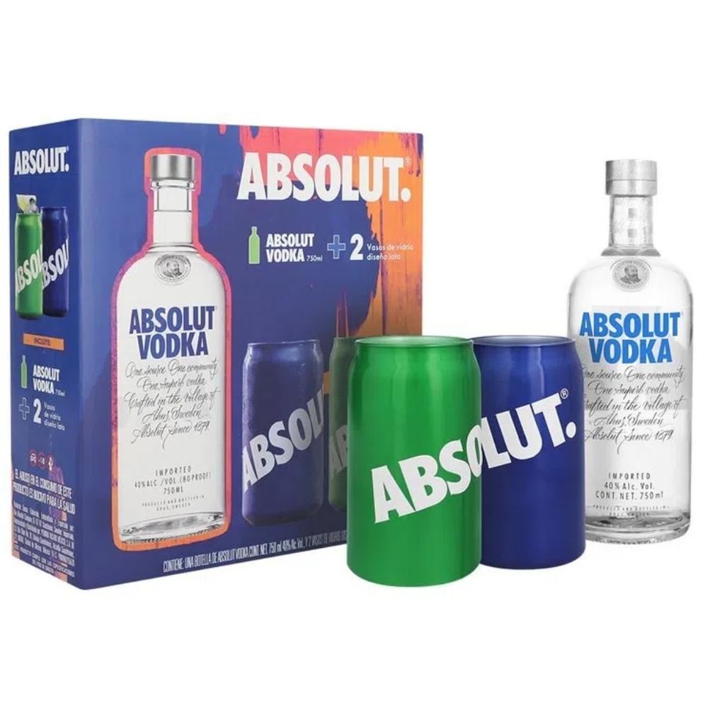 Vodka Absolut Original Azul 750 ml. + 2 Vasos - Sampieri Vinos y Licores